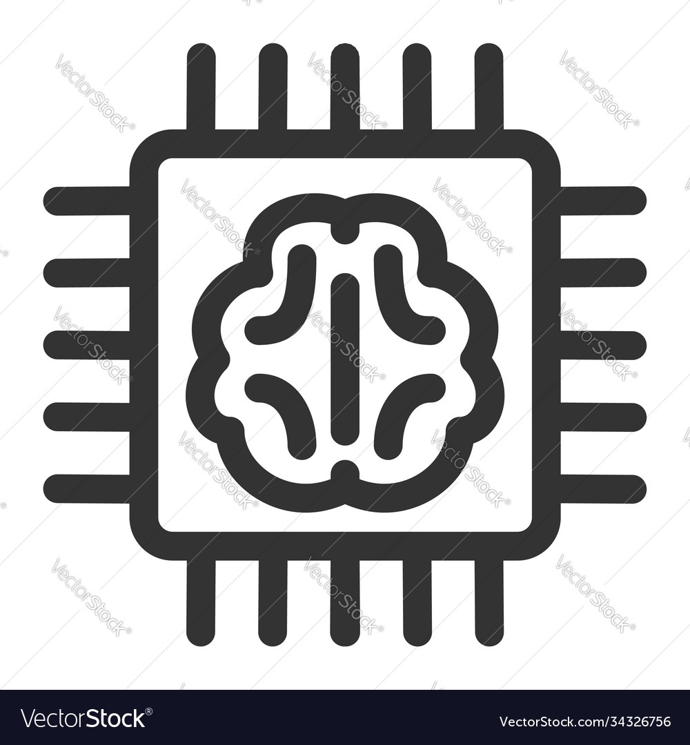 Chip with artificial mind inside Royalty Free Vector Image