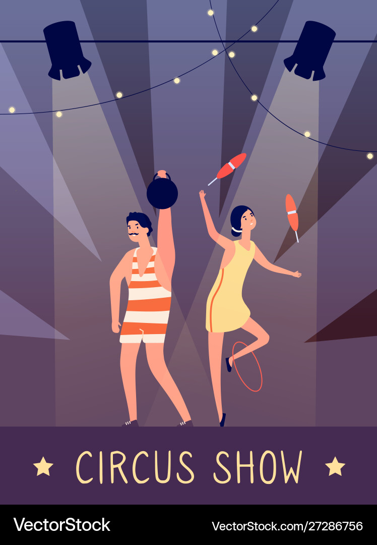 Circus show background strongman and juggler Vector Image