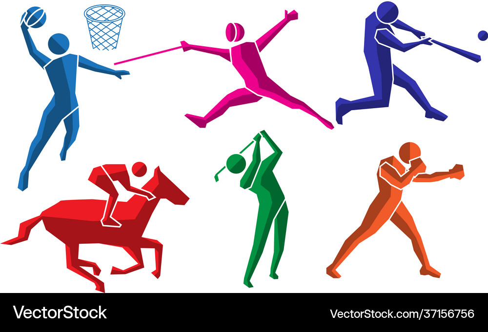 Colorful sport flat icon set 05 Royalty Free Vector Image