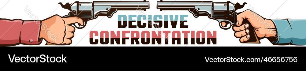 Hands with pistols pointed at each other Vector Image