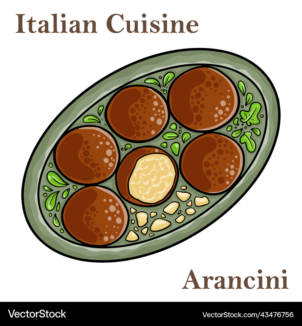 Homemade fried arancini with basil and marinara Vector Image