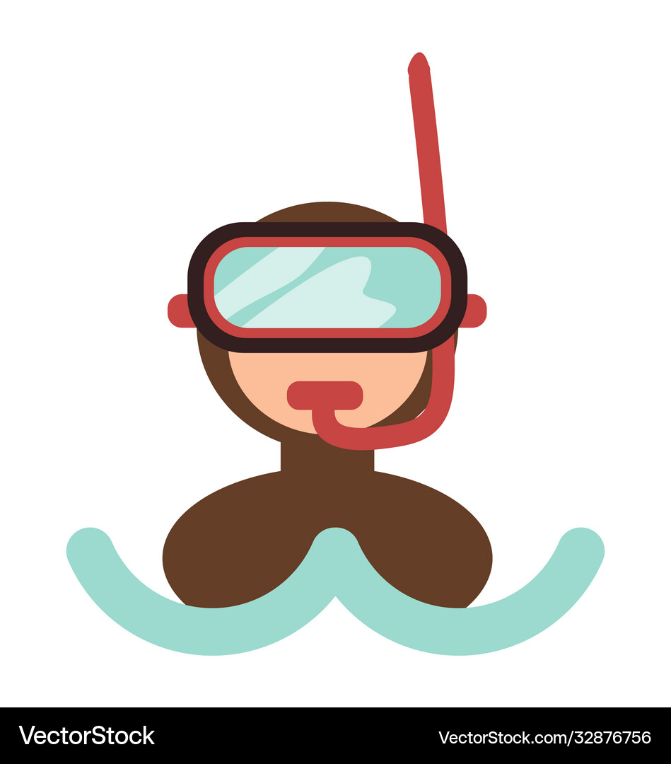 Isolated simple icon portrait diver in diving Vector Image
