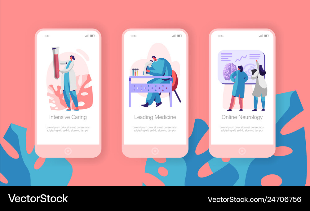 Medical laboratory mobile app page onboard Vector Image