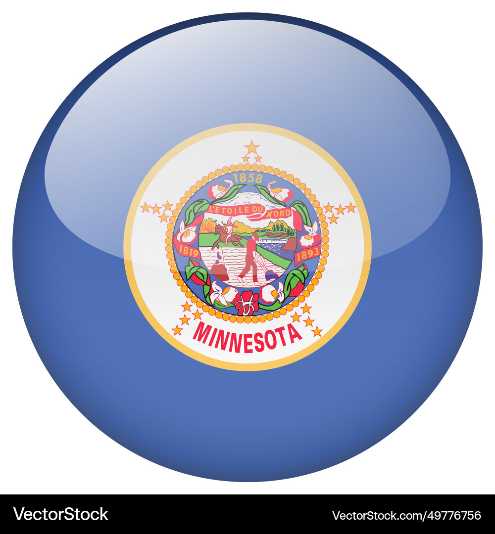 Minnesota flag button Royalty Free Vector Image