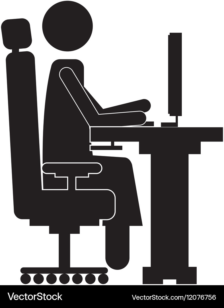 Monochrome silhouette with manager in office Vector Image