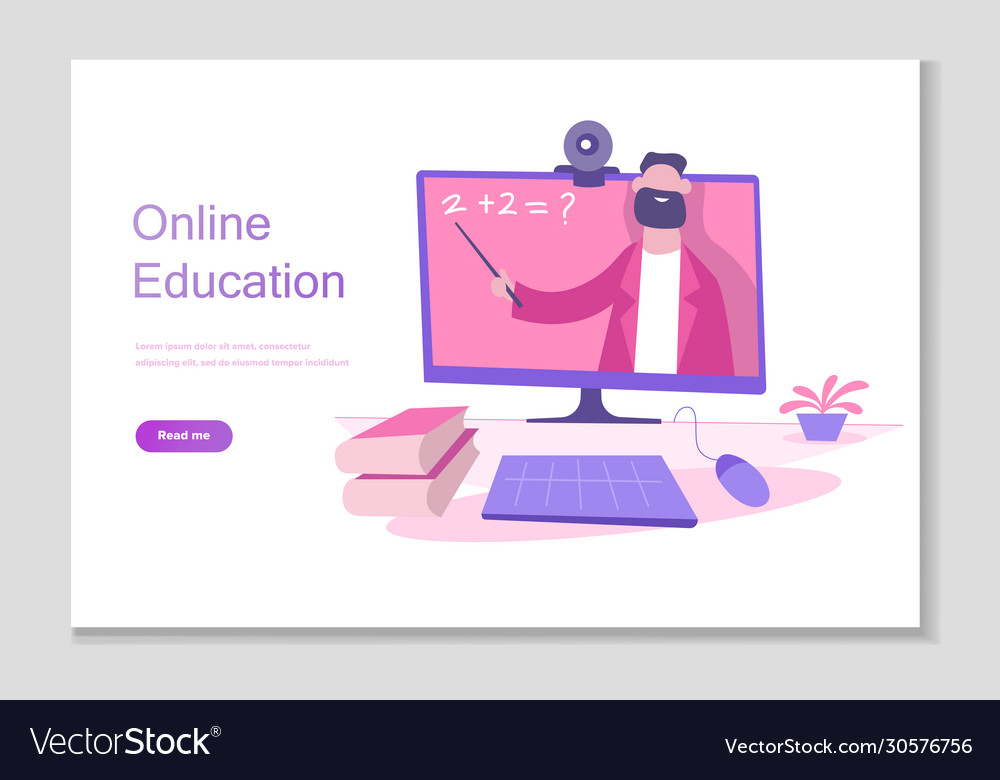 Online school studies from home university remote Vector Image