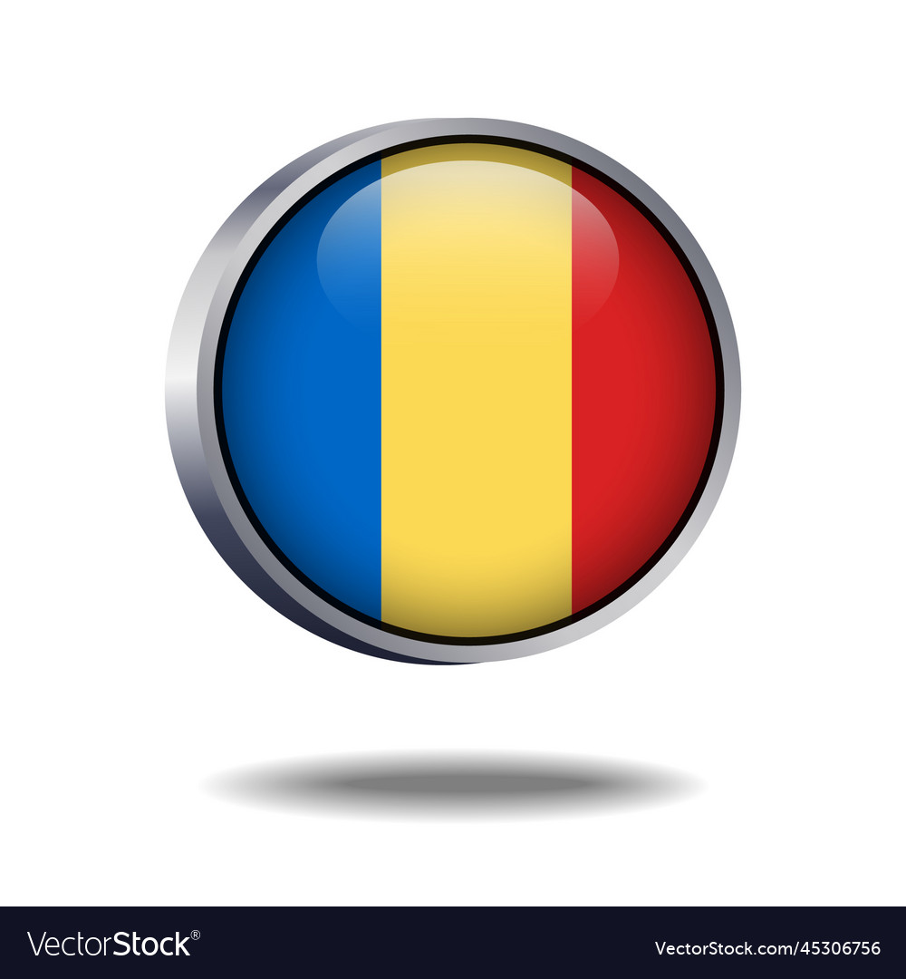 Romania flag button Royalty Free Vector Image - VectorStock