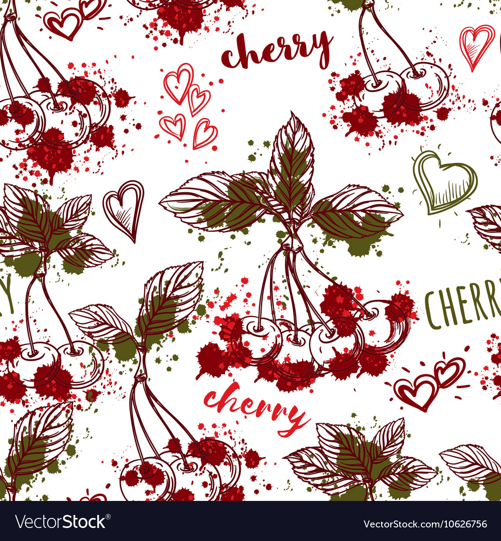 Seamless pattern with cherry Royalty Free Vector Image