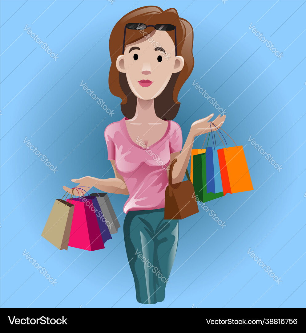 Woman shopping Royalty Free Vector Image - VectorStock
