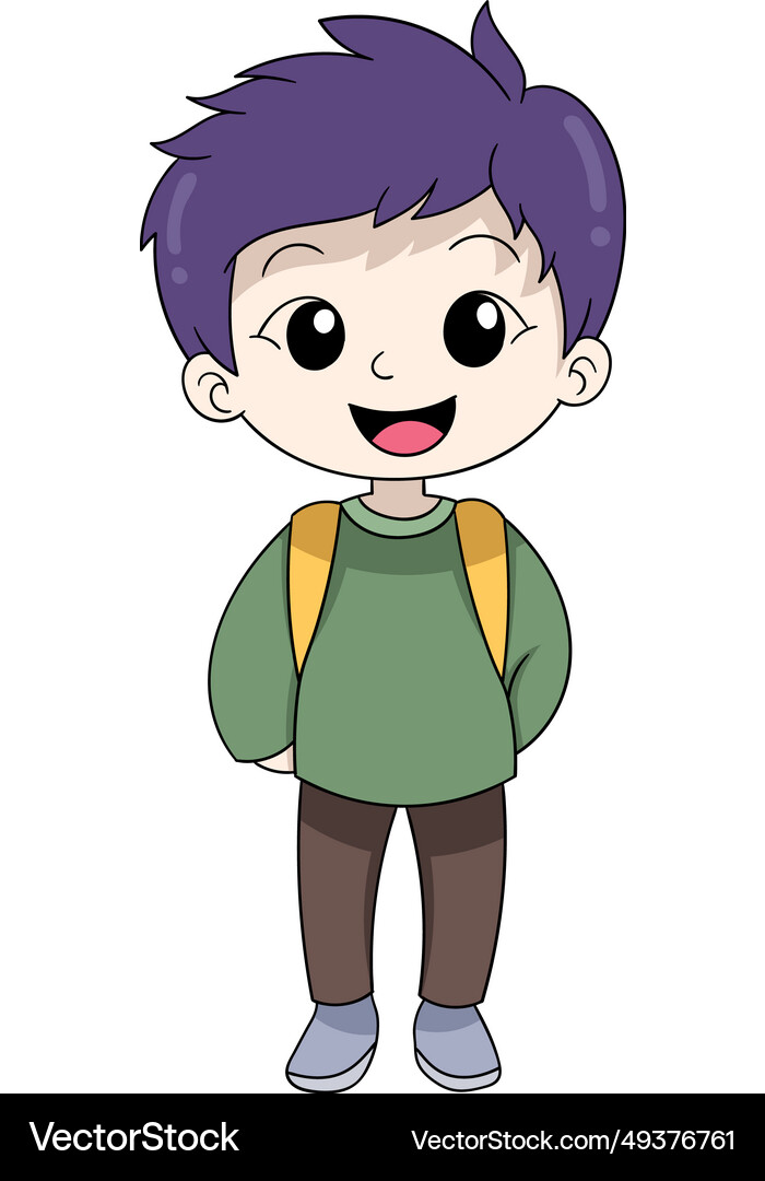 A cool boy going to school with happy smile Vector Image