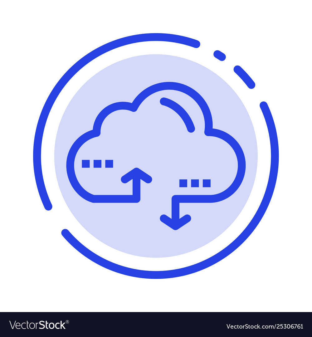 Cloud computing link data blue dotted line Vector Image