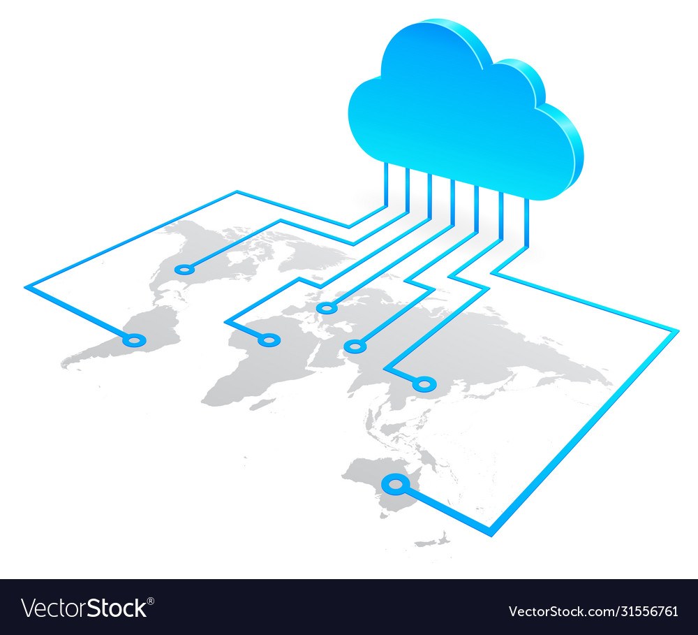 Cloud world map concept Royalty Free Vector Image