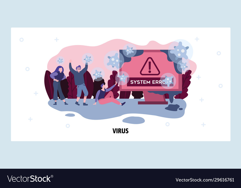 Computer virus warning alert error message cyber Vector Image