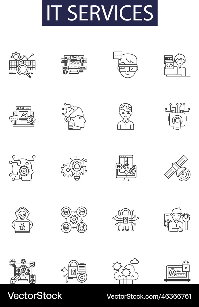 It services line icons and signs Royalty Free Vector Image