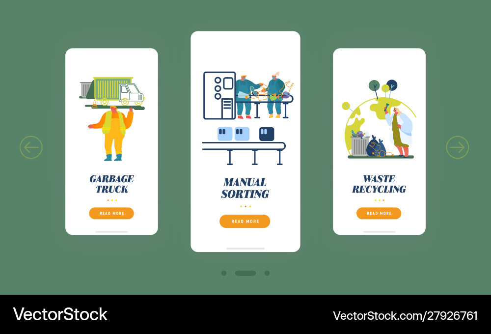 Litter industry eco protection mobile app page Vector Image