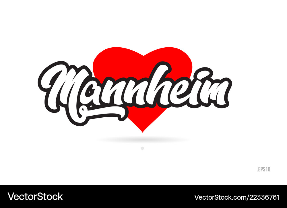 Mannheim city design typography with red heart Vector Image