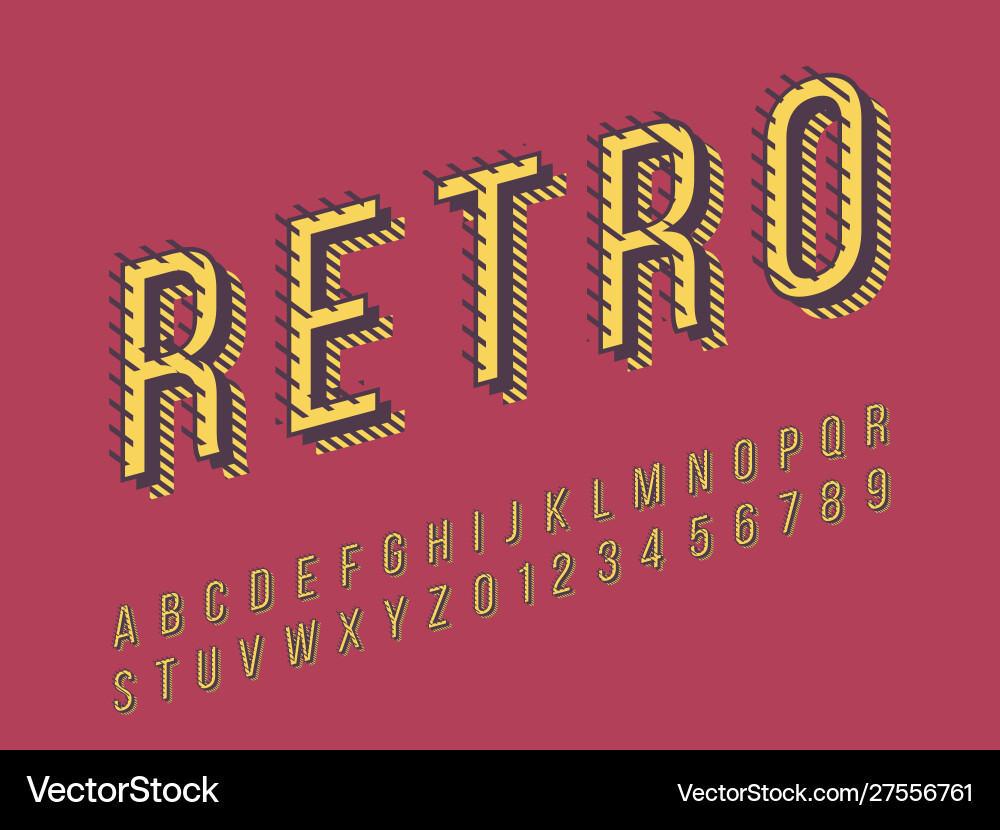 Retro font and alphabet stock Royalty Free Vector Image