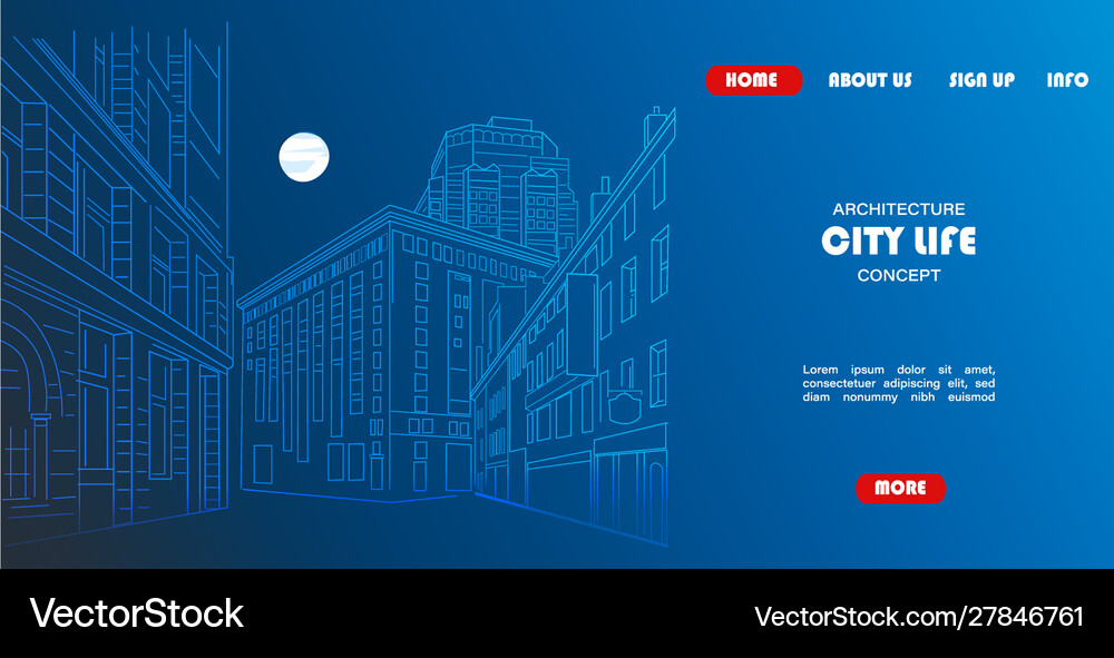 Site template outline sketch an town Royalty Free Vector