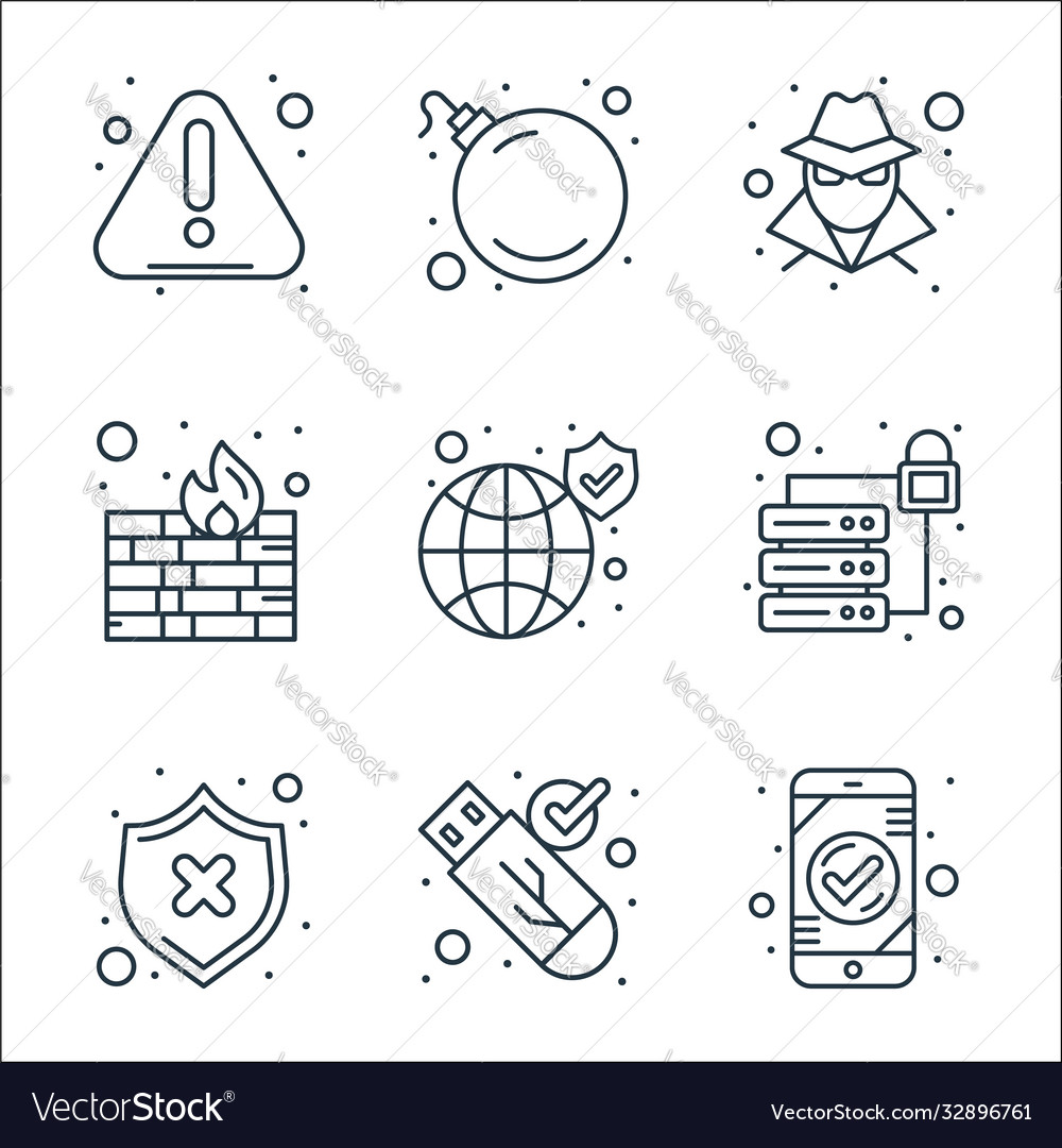 Web security line icons linear set quality line Vector Image