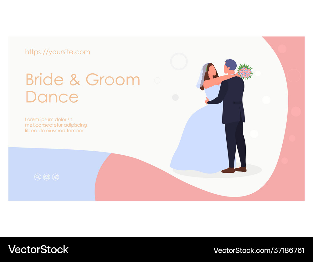 Wedding couple landing page flat design Royalty Free Vector