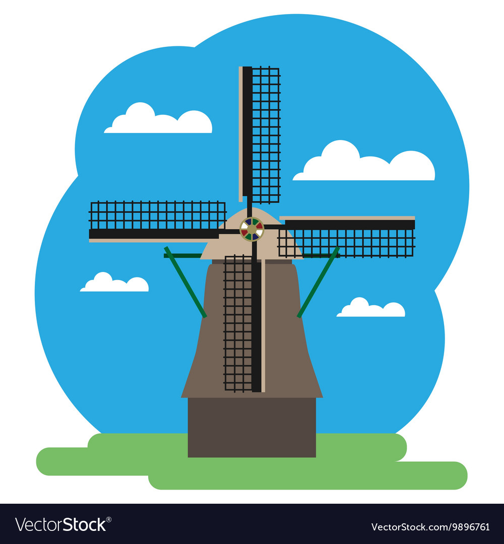 Windmill Royalty Free Vector Image - VectorStock