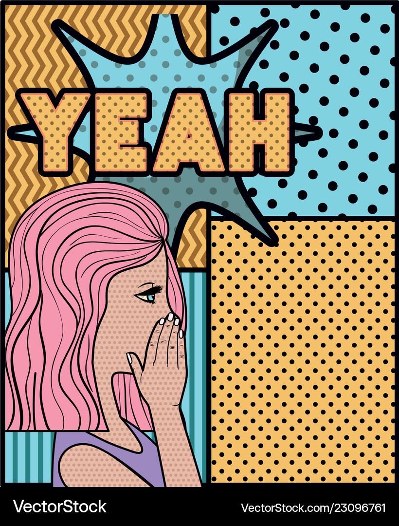 Woman saying yeah pop art style Royalty Free Vector Image