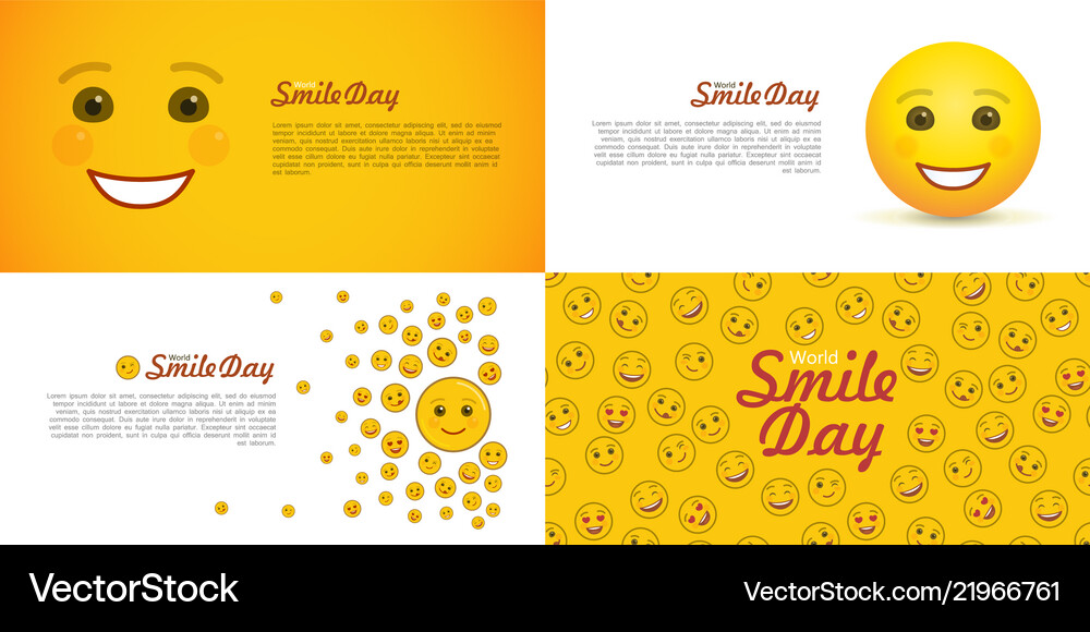 World smile day greeting card set Royalty Free Vector Image