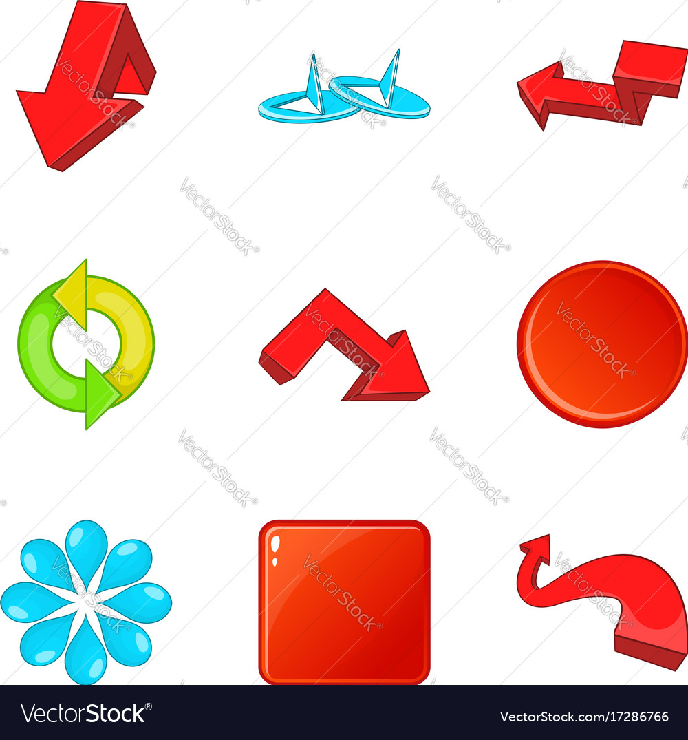 Boom icons set cartoon style Royalty Free Vector Image