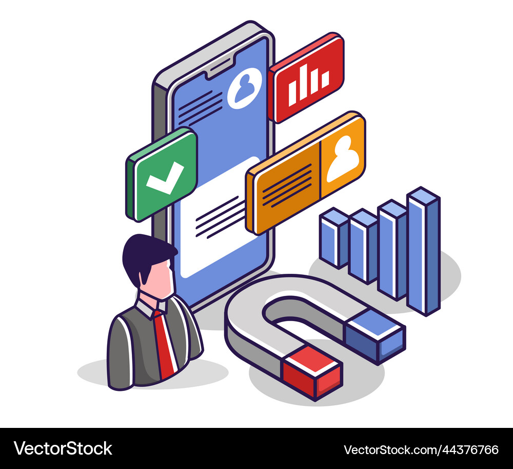 Flat isometric concept business investment Vector Image