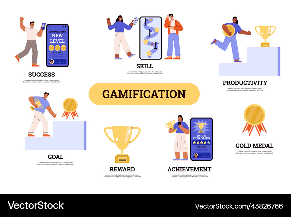 Gamification of achievements and users engagement Vector Image