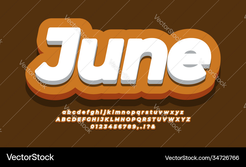 June month text 3d orange gold design Royalty Free Vector