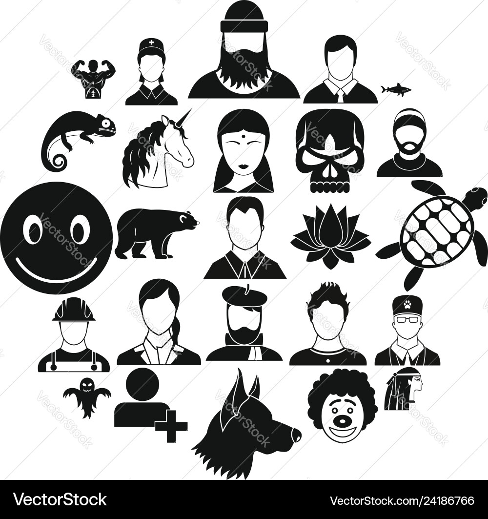 Nationality icons set simple style Royalty Free Vector Image