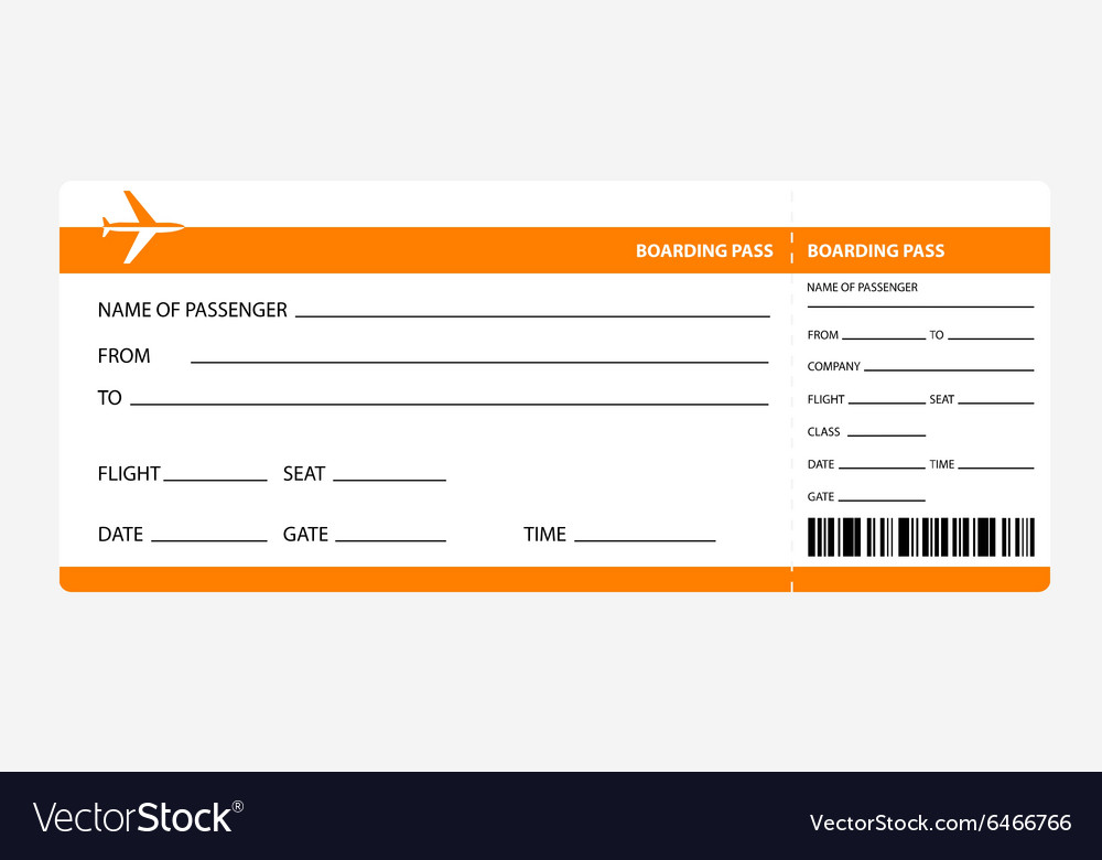 Orange Boarding Pass Royalty Free Vector Image