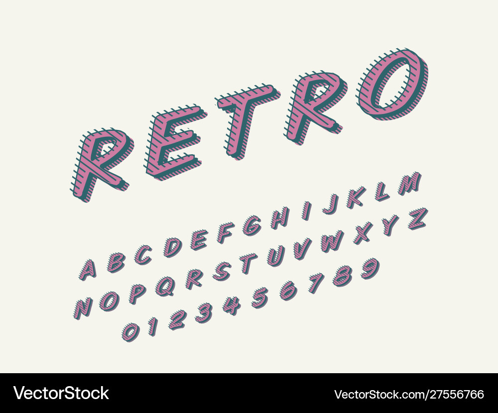 Retro font and alphabet stock Royalty Free Vector Image