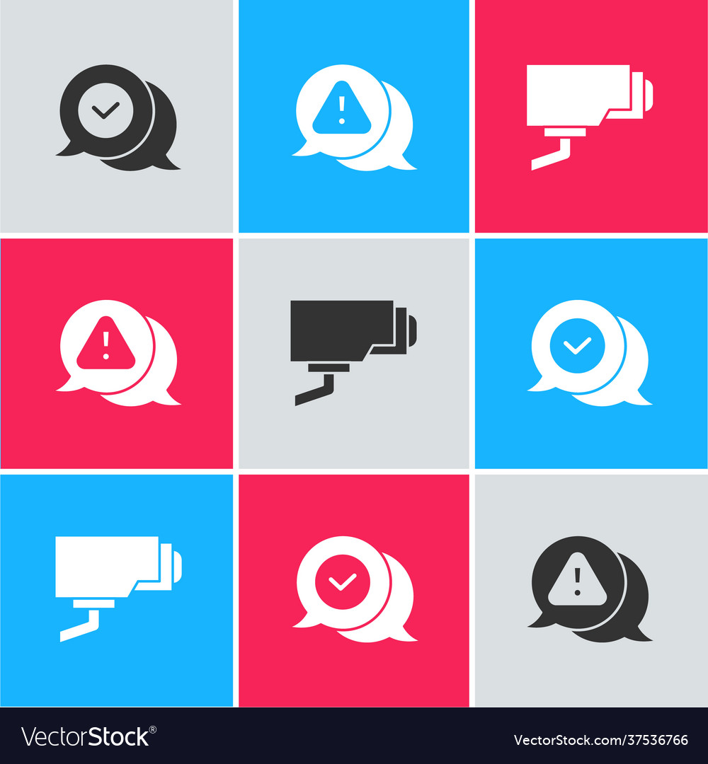 Set check mark in speech bubble exclamation Vector Image Set check mark in speech bubble exclamation Vector Image