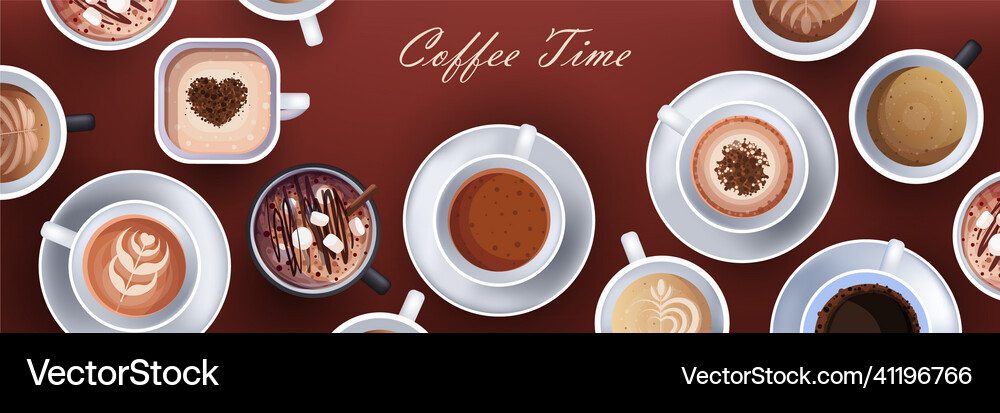Set realistic coffee with different signs hot Vector Image
