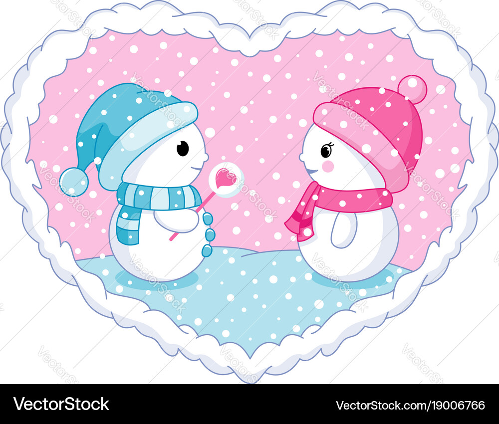 Snowman in love Royalty Free Vector Image - VectorStock