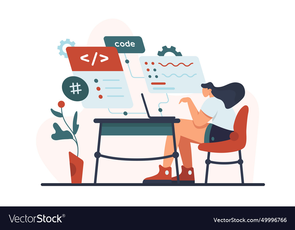 Software backend development work process with Vector Image