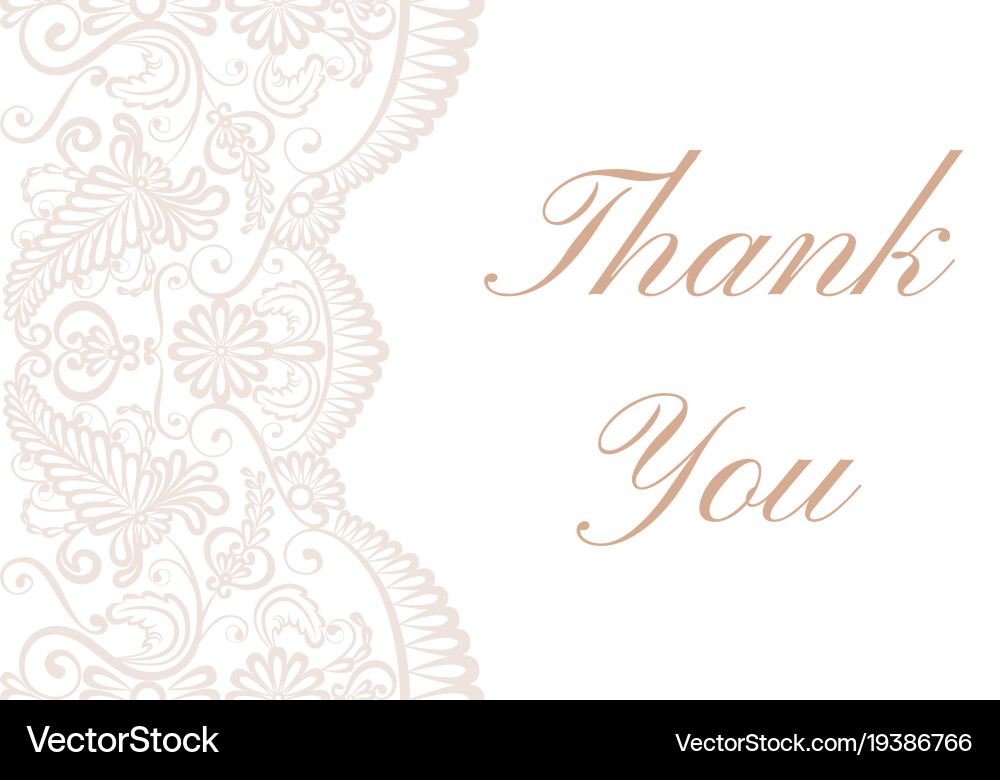 Thank you lace card Royalty Free Vector Image - VectorStock
