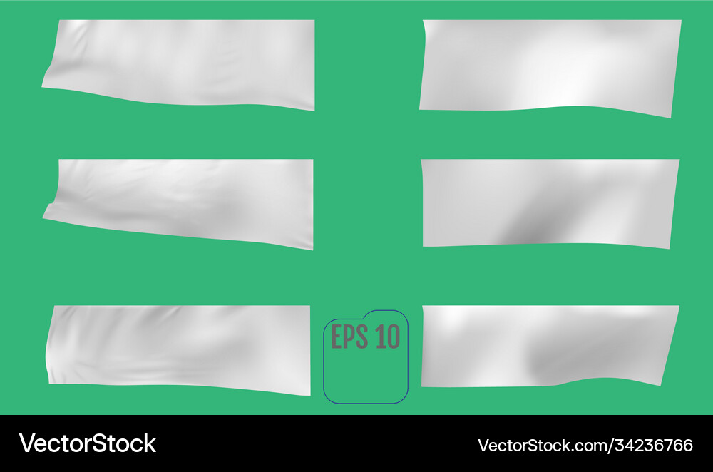 White textile banner with folds template Vector Image