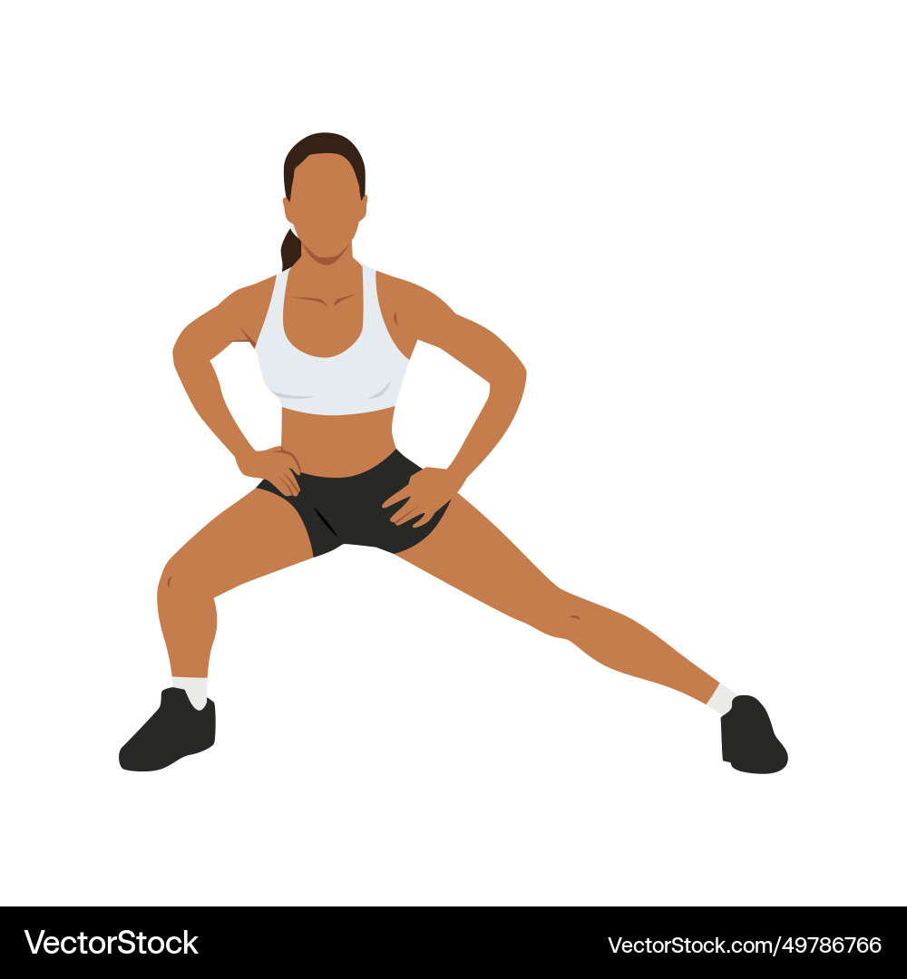 Woman doing standing adductor or adduction Vector Image