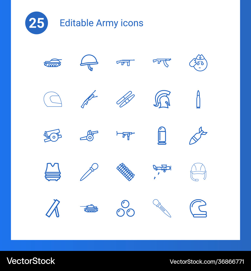 25 army icons Royalty Free Vector Image - VectorStock