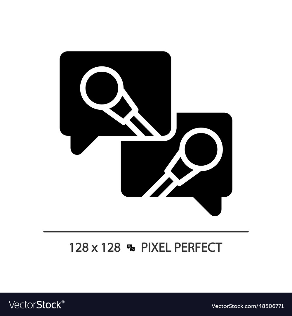 2d glyph style media interview solid icon Vector Image