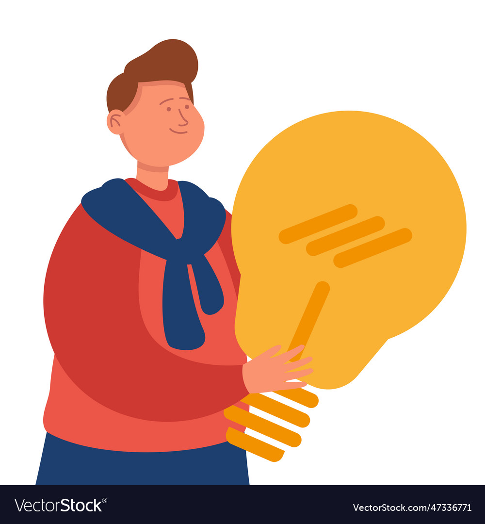 Happy creative business person holding big Vector Image