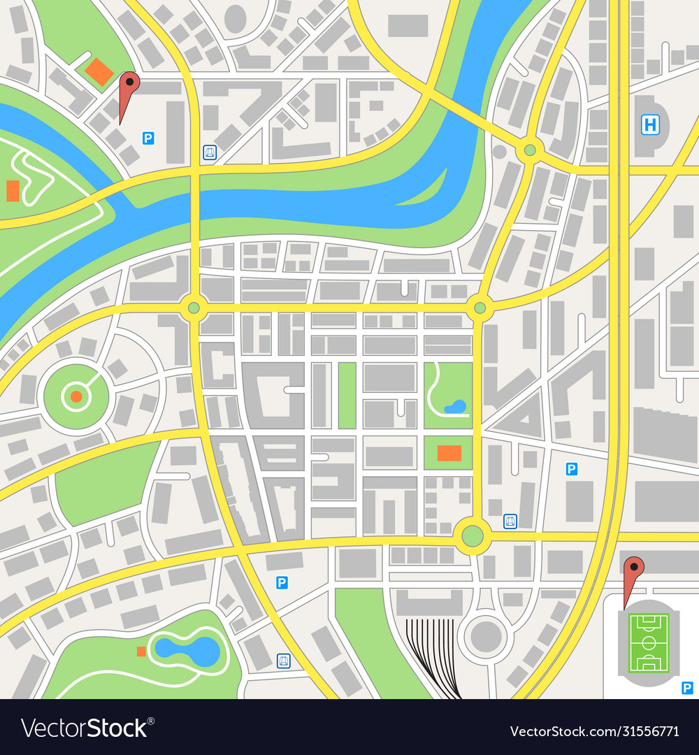 Imaginary city map Royalty Free Vector Image - VectorStock