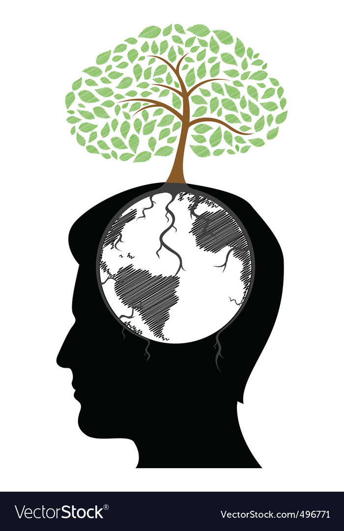 Mans mind with tree Royalty Free Vector Image - VectorStock