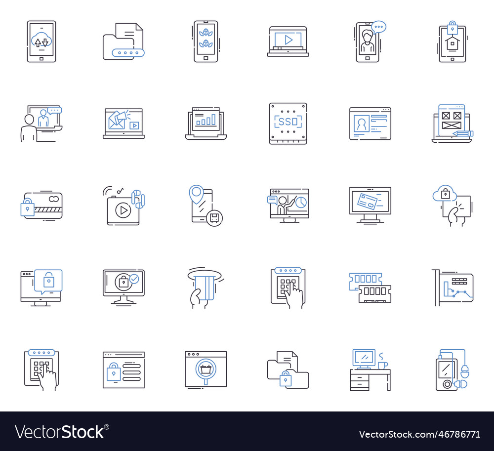 Online protection line icons collection Royalty Free Vector
