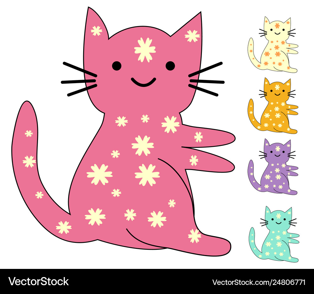 Set cute cats in simple design for kids Royalty Free Vector