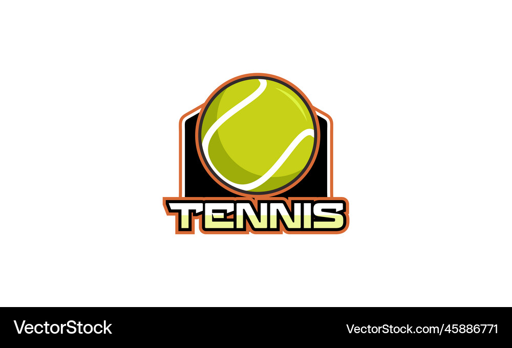 Tennis racket and ball logo design Royalty Free Vector Image