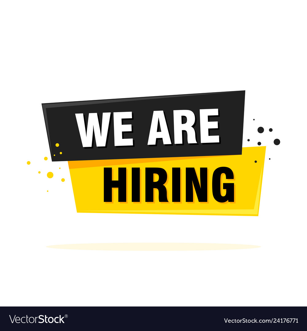 We Are Hiring Label Sign Black And Yellow Origami Vector Image